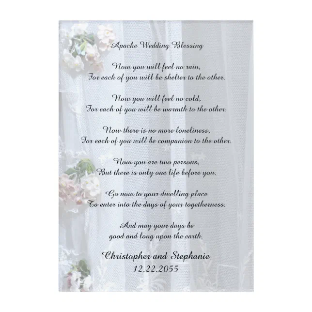Apache Wedding Blessing 10x14 Personalized Acrylic Print | Zazzle