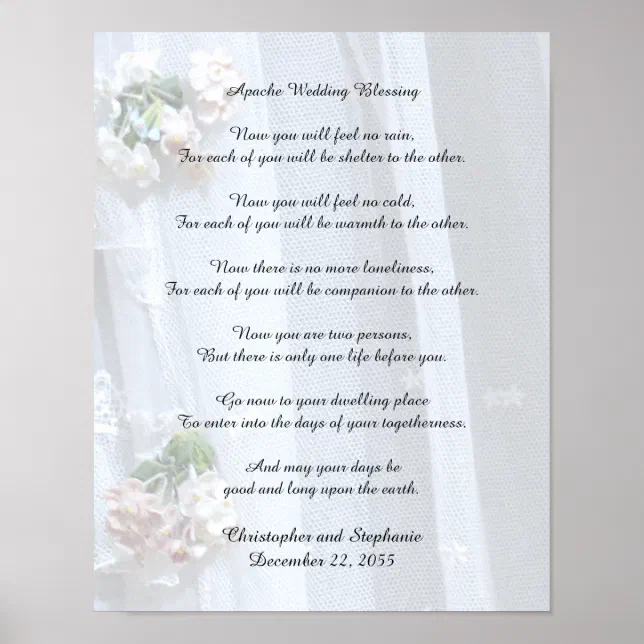 Apache Wedding Blessing 11" x 14" Vintage Lace Poster | Zazzle