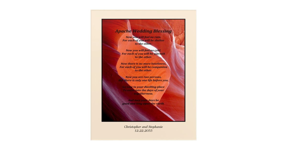 Apache Wedding Blessing 16x20 Personalized Acrylic Print | Zazzle