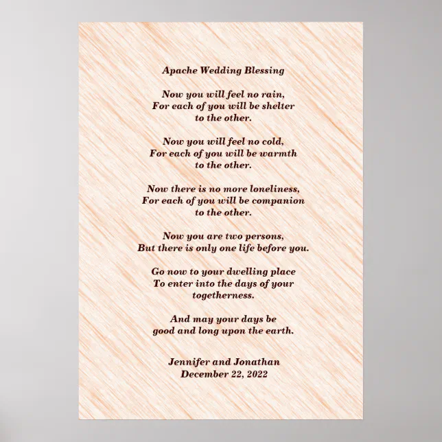 Apache Wedding Blessing 20x28 Matte Poster | Zazzle