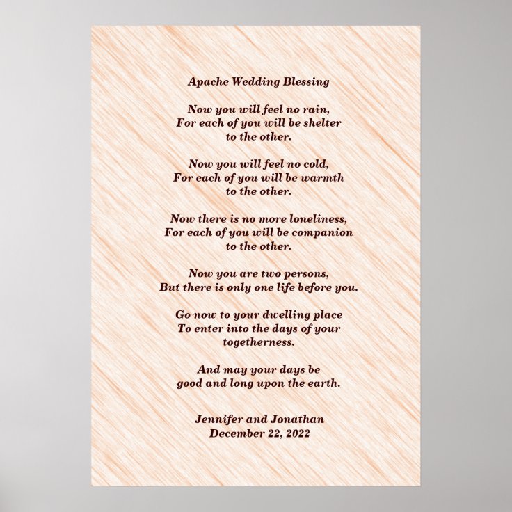 Apache Wedding Blessing 20x28 Matte Poster | Zazzle