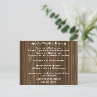 Apache Wedding Blessing Dark Wood Grain Postcard | Zazzle