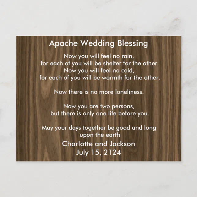 Apache Wedding Blessing Dark Wood Grain Postcard | Zazzle
