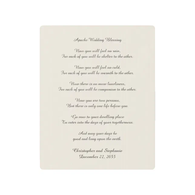 Apache Wedding Blessing Faux Burlap Background Metal Print | Zazzle