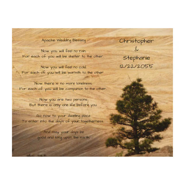 Apache Wedding Blessing Light Brown Stone and Tree Wood Wall Decor | Zazzle