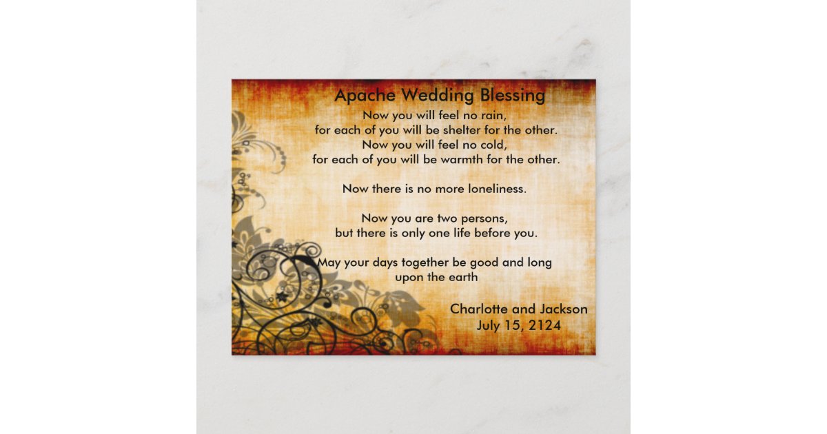 Apache Wedding Blessing Old Paper 2 Postcard | Zazzle