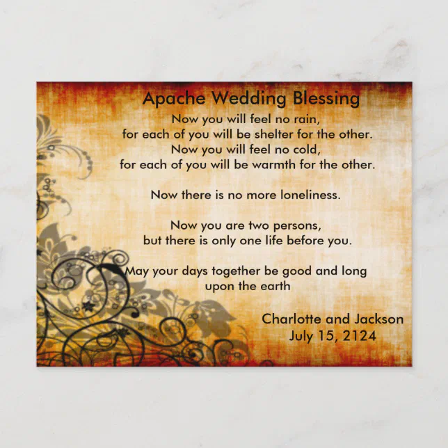 Apache Wedding Blessing Old Paper 2 Postcard | Zazzle