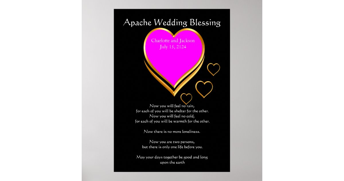 Apache Wedding Blessing Pink Hearts Poster | Zazzle