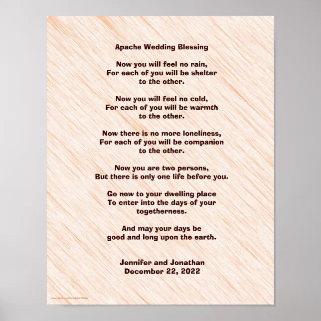 Apache Wedding Blessing Poster 11" x 14" Matte | Zazzle