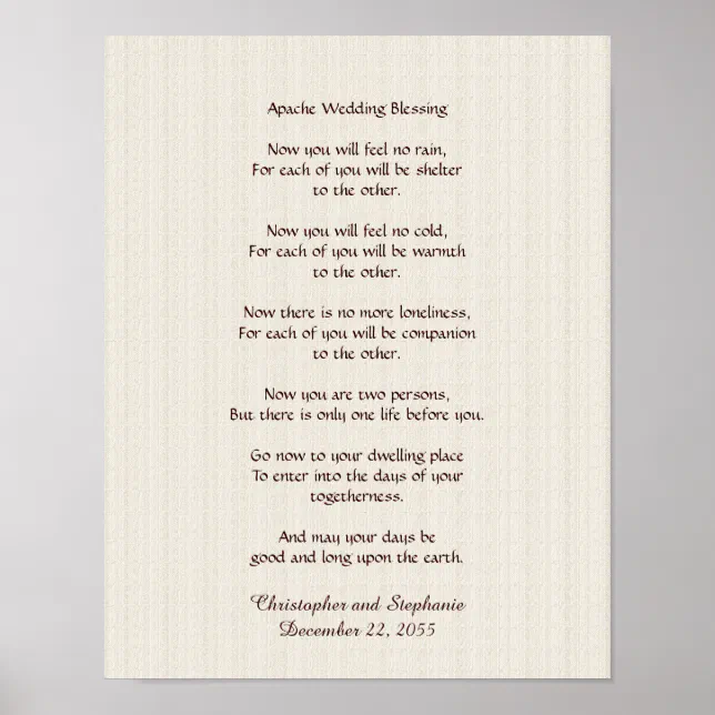 Apache Wedding Blessing Poster 11" x 14" Rustic | Zazzle