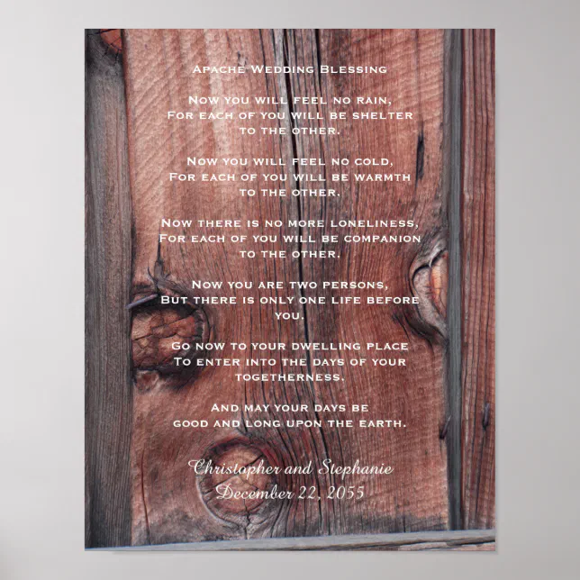 Apache Wedding Blessing Rustic Red Barn, Name Poster | Zazzle