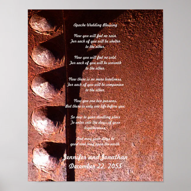 Apache Wedding Blessing Rusty Metal Look Poster | Zazzle