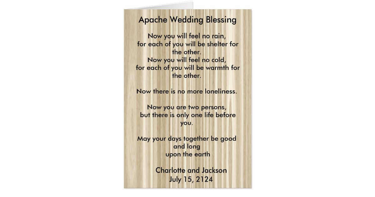 Apache Wedding Blessing White Wood Grain | Zazzle