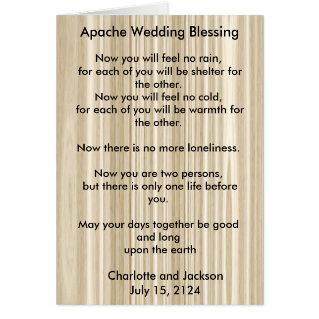 Apache Wedding Blessing White Wood Grain | Zazzle