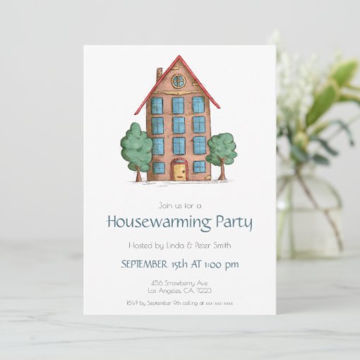 Apartment Building & Trees New Home Invitation | Zazzle