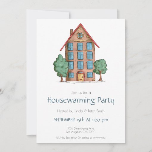 Apartment Building & Trees New Home Invitation | Zazzle
