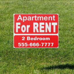 Apartment For Rent sign | Zazzle