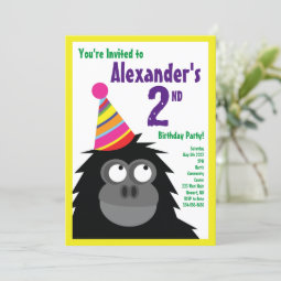 Ape Animal Kid's Birthday Party Invitations | Zazzle