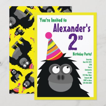 Ape Animal Kid's Birthday Party Invitations | Zazzle