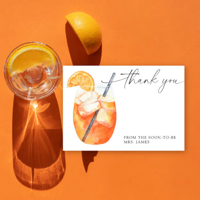 Aperol bridal shower thank you card | Zazzle