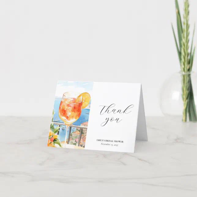 Aperol Spritz Amalfi Italy Bridal Shower Thank You Card | Zazzle