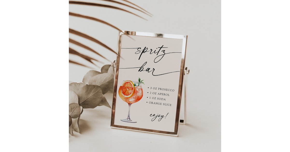 Aperol Spritz Bar Modern Calligraphy Table Sign | Zazzle