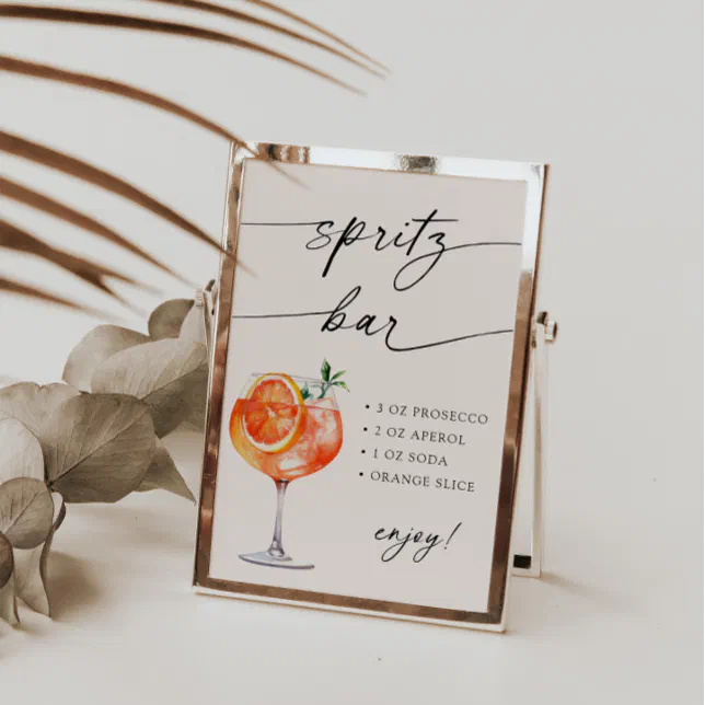 Aperol Spritz Bar Modern Calligraphy Table Sign | Zazzle