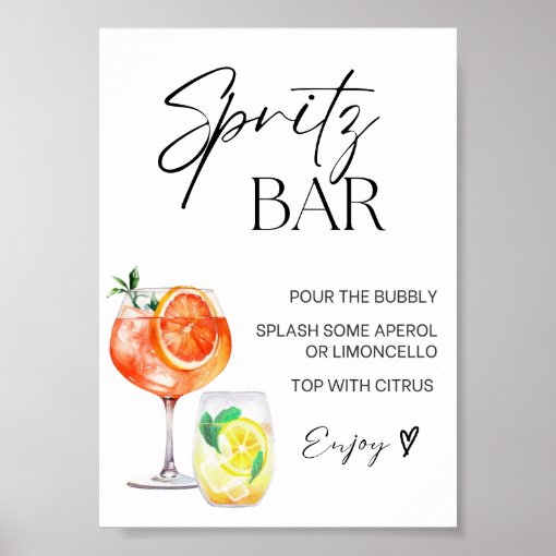 Aperol Spritz Bar Sign, Spritz Cocktail Print | Zazzle