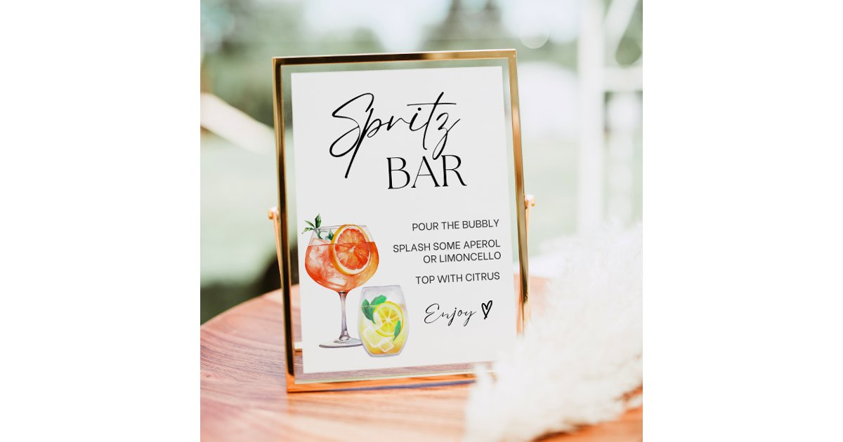 Aperol Spritz Bar Sign, Spritz Cocktail Print | Zazzle