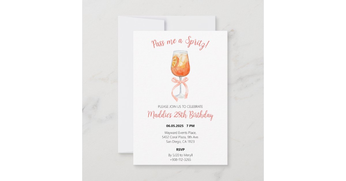 Aperol Spritz Birthday Invitation | Zazzle