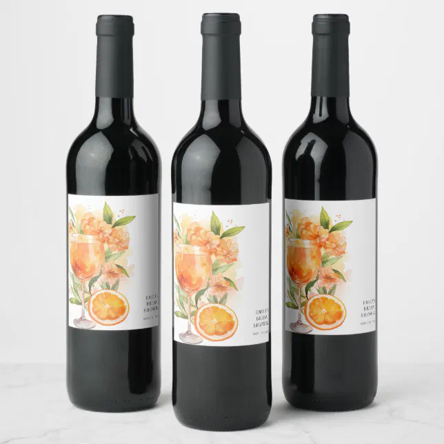 Aperol Spritz Bridal Shower Wine Label | Zazzle