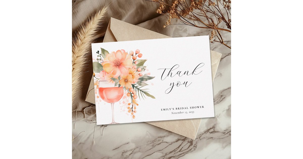 Aperol Spritz Floral Bridal Shower Thank You Card | Zazzle