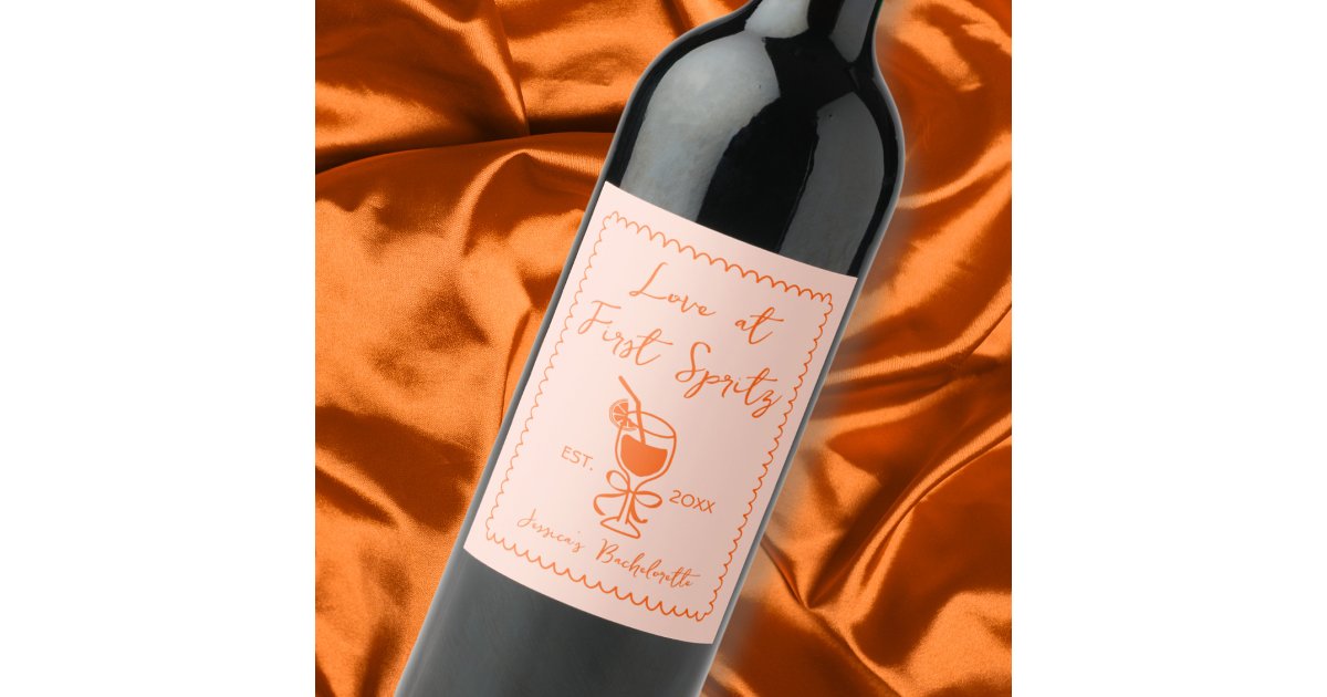 Aperol Spritz Playful Chic Hand Drawn Bachelorette Wine Label | Zazzle