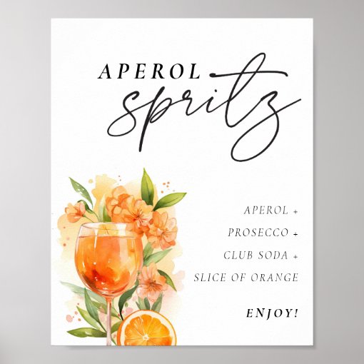 Aperol Spritz Sign Signature Drink Bridal Shower | Zazzle