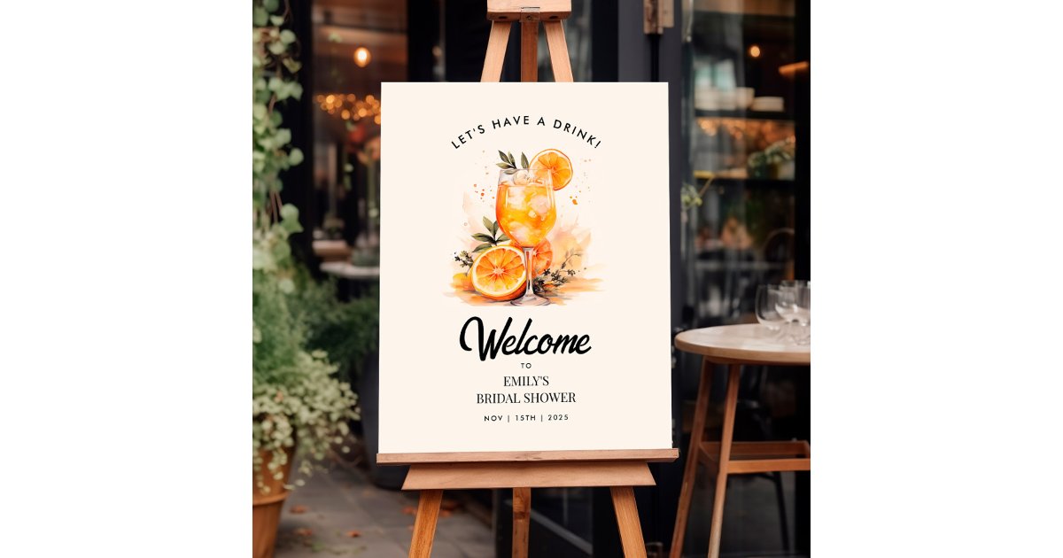Aperol Spritz Watercolor Bridal Shower Foam Board | Zazzle
