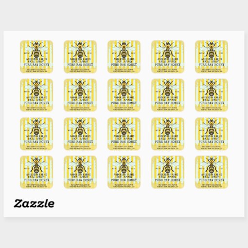 Apiary Bee Honey Jar Labels | Honeybee Striped | Zazzle