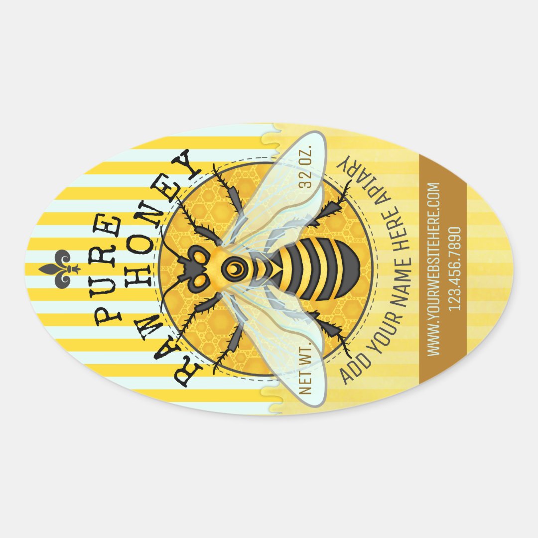 Apiary Honey Jar Labels | Honeybee Honeycomb Bee | Zazzle