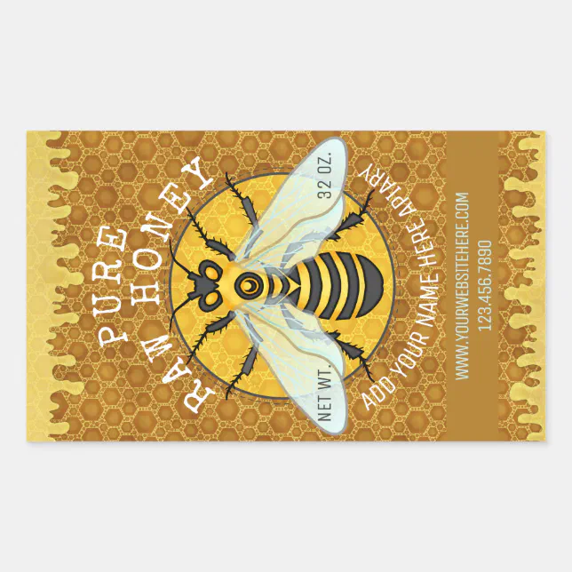 Apiary Honeybee Honey Jar Labels | Honeycomb Bee | Zazzle