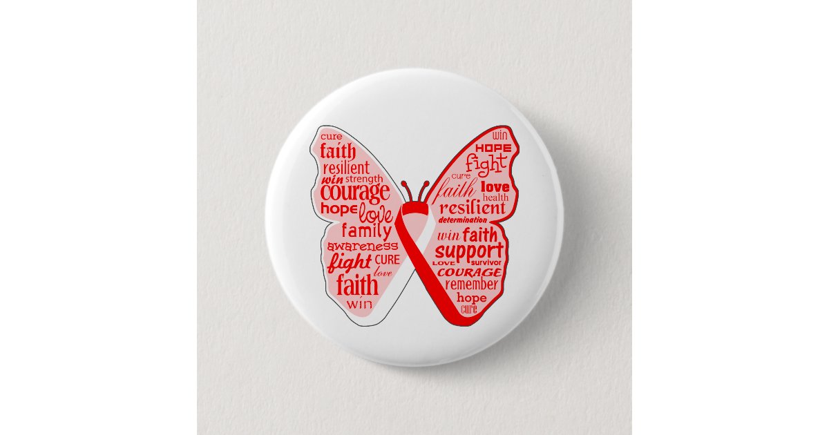 Aplastic Anemia Awareness Butterfly Ribbon Button | Zazzle