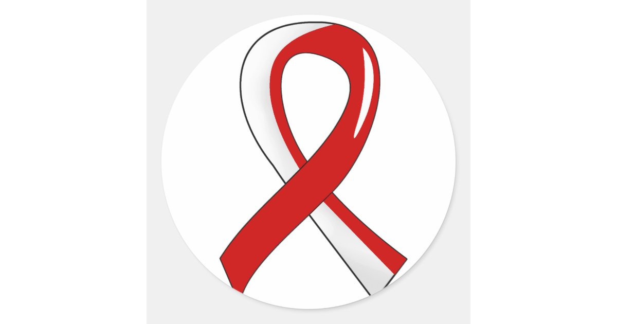 Aplastic Anemia Red White Ribbon 3 Classic Round Sticker | Zazzle