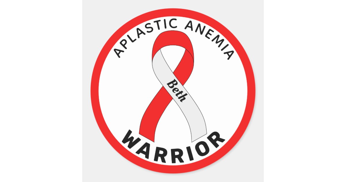 Aplastic Anemia Warrior Ribbon White Round Sticker | Zazzle