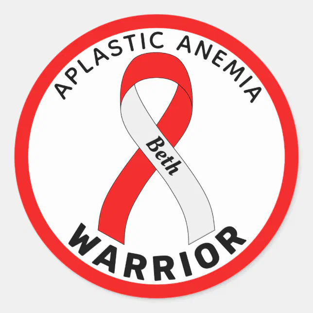 Aplastic Anemia Warrior Ribbon White Round Sticker | Zazzle