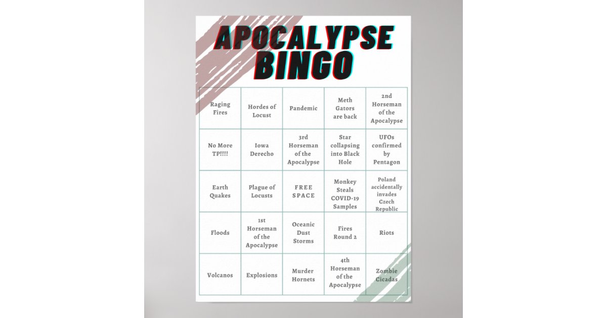 Apocalypse Bingo Poster | Zazzle