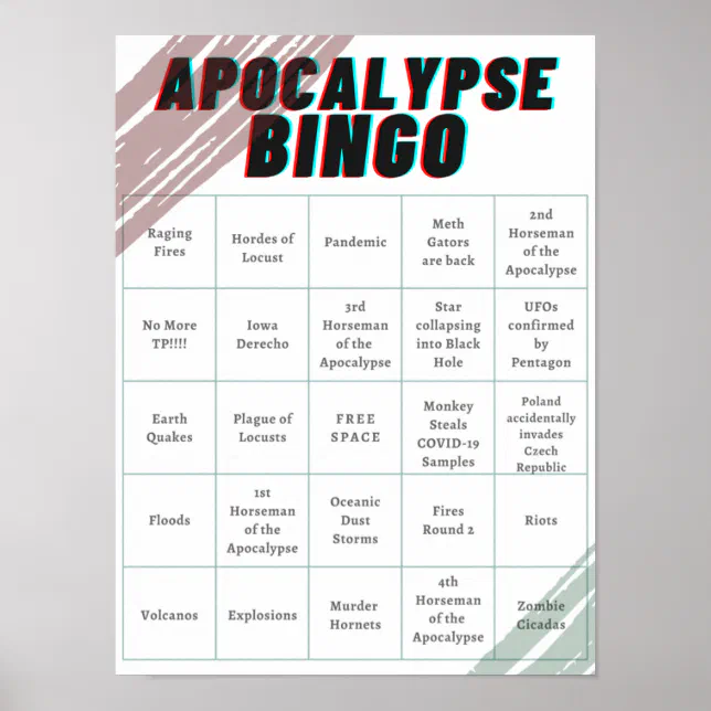 Apocalypse Bingo Poster | Zazzle