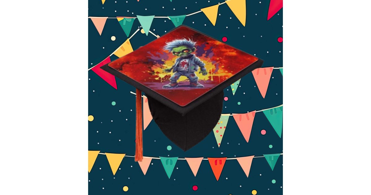 Apocalypse Birthday Zombie Boy Graduation Cap Topper | Zazzle