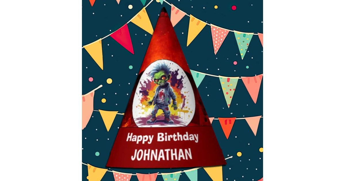 Apocalypse Birthday Zombie Boy Party Hat | Zazzle