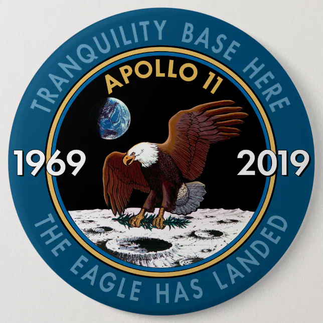 Apollo 11 50th Anniversary Mission Patch Insignia Button | Zazzle
