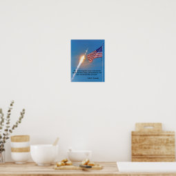 Apollo 11 launch with American Flag Poster | Zazzle