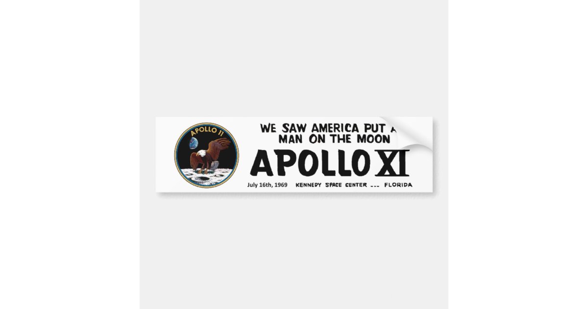 APOLLO 11 MOON LANDING BUMPER STICKER | Zazzle