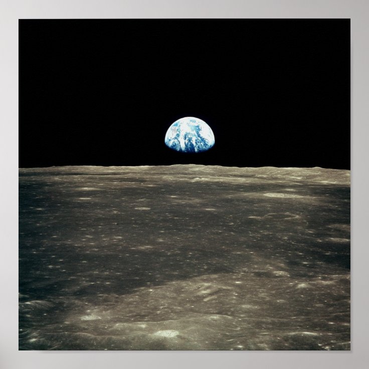 Apollo 11 Photo of Earth Rising Above the Moon Poster | Zazzle
